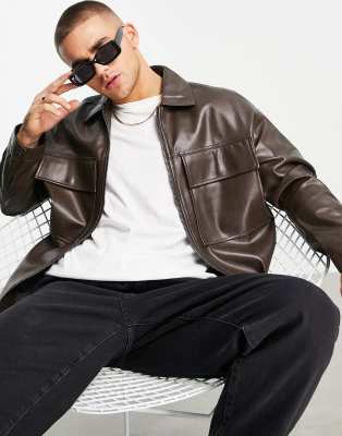 Bershka - Veste entièrement zippée en similicuir - Marron | ASOS