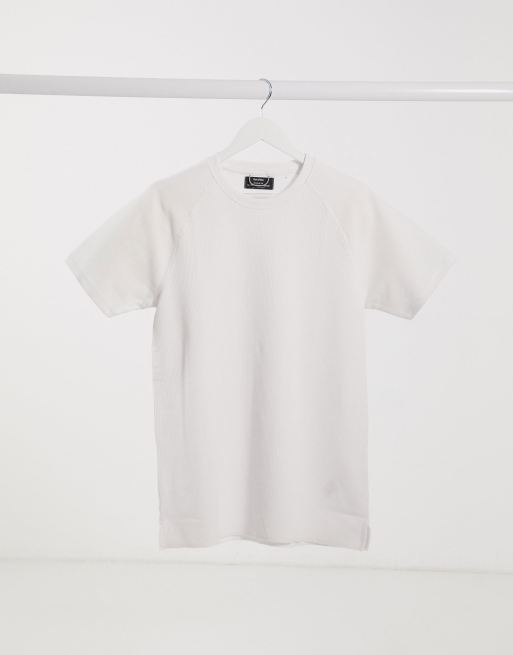 Bershka Weißes T Shirt Mit Waffelstruktur Asos