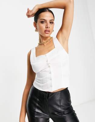 Blusa color crema liso estilo corsé de Topshop | ASOS