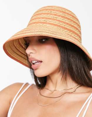 Boardmans – Słomkowy kapelusz typu bucket w paski w naturalnym kolorze | ASOS