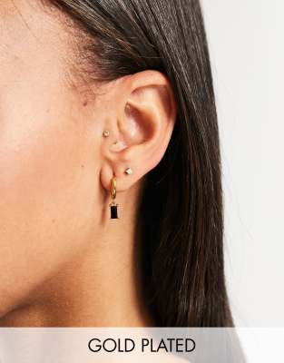 Bohomoon Alma gold plated stainless steel huggie hoop earrings with ...