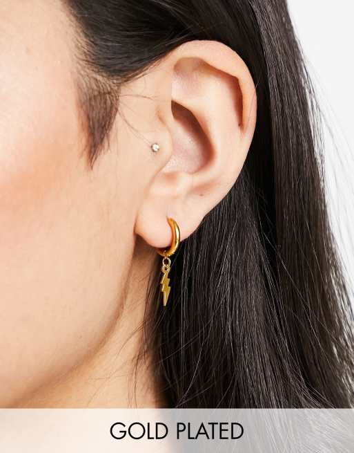 Bohomoon Azura gold plated stainless steel huggie hoop earrings with ...