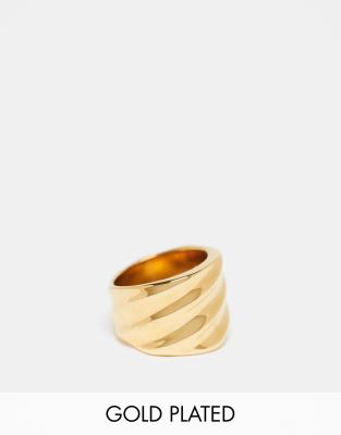Bohomoon ethereal gold plated stainless steel chunky twist ring | ASOS