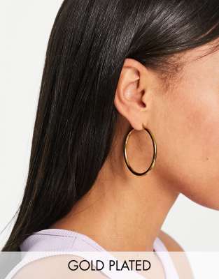 Bohomoon Exude gold plated stainless steel 40mm hoop earrings | ASOS