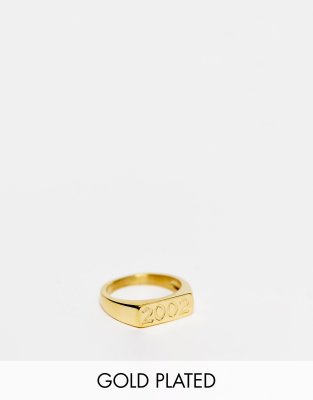 Bohomoon gold plated stainless steel 2002 year ring | ASOS