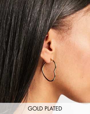 Bohomoon Heart gold plated stainless steel hoop earrings | ASOS