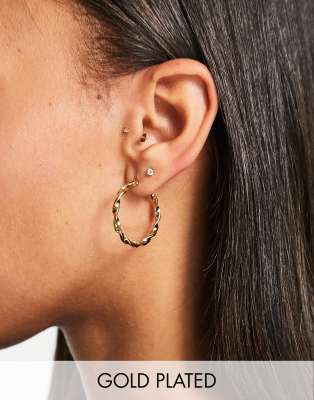 Bohomoon Ophelia gold plated stainless steel 30mm twist hoop earrings ...