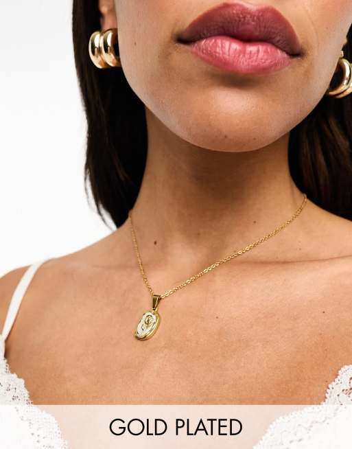 Bohomoon - Rochelle - Collier en plaqué or avec pendentif rose - Doré ...