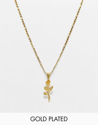 Bohomoon Rosemary gold plated stainless steel necklace with rose ...