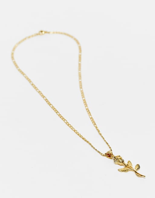Bohomoon Rosemary gold plated stainless steel necklace with rose ...