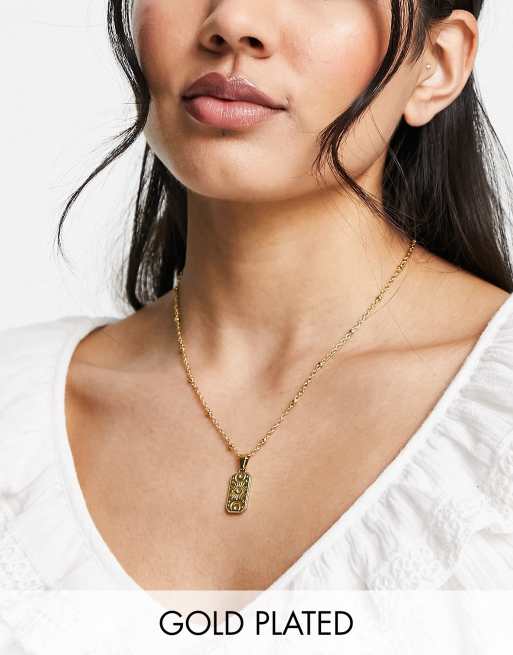 Bohomoon - Spell - Collier en acier inoxydable plaqué or avec pendentif ...