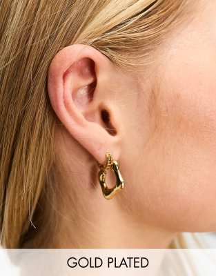 Bohomoon Tina gold plated liquid square hoop earrings | ASOS