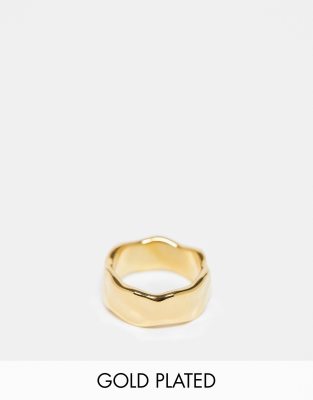 Bohomoon velvet gold plated stainless steel molten band ring | ASOS