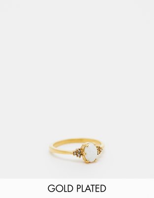 Bohomoon Vixen gold plated ring with opal | ASOS