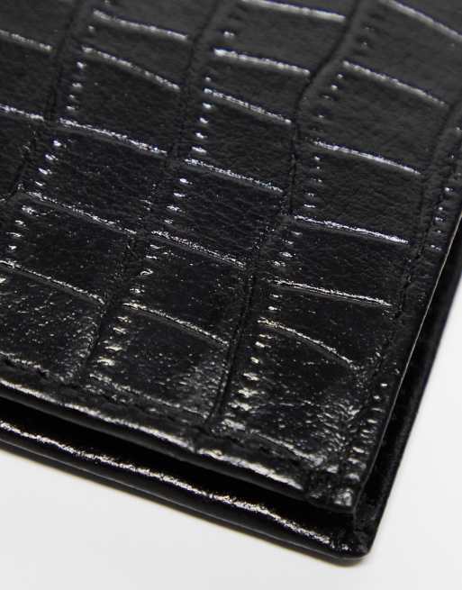 Bolongaro Trevor croc print wallet in black | ASOS