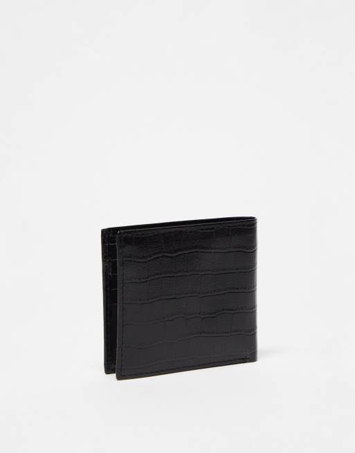 Bolongaro Trevor croc print wallet in black | ASOS