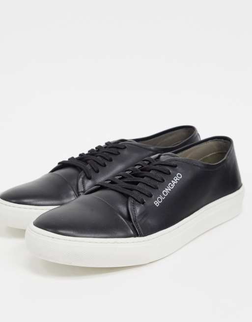 Bolongaro Trevor leather sneakers in black | ASOS