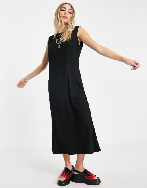 Bolongaro Trevor - Robe mi-longue sans manches fendue sur les côtés - Noir | ASOS