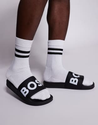 BOSS – Aryeh – Slider in Schwarz | ASOS