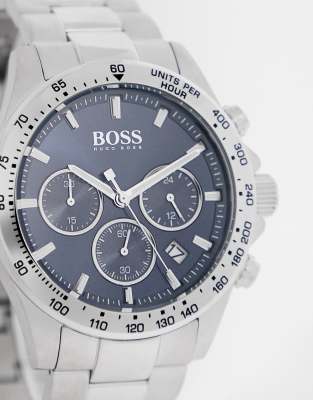 Boss blue dial bracelet watch in silver 1513755 | ASOS