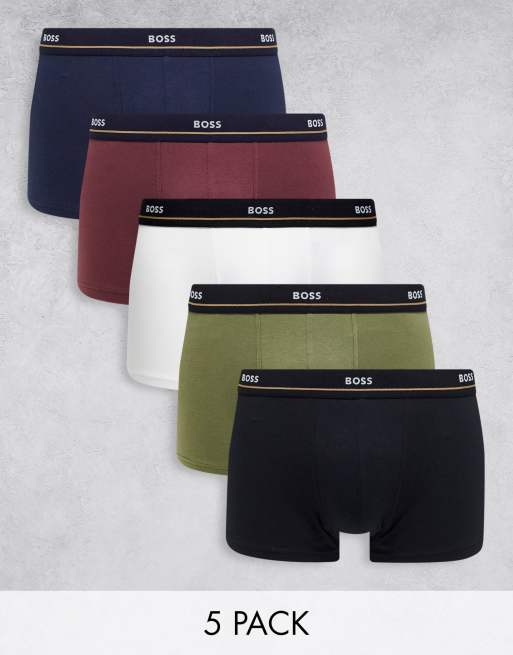 BOSS Bodywear 5 pack Essential trunks in multi | ASOS
