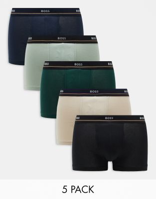 BOSS Bodywear 5 pack essential trunks in multi | ASOS