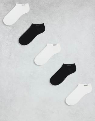 BOSS Bodywear 5 pack logo low sneaker socks in white/black | ASOS