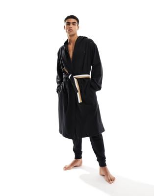 BOSS Bodywear iconic terry robe in black | ASOS