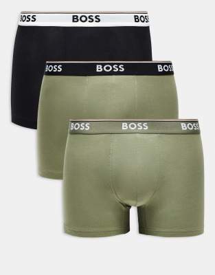 Boss Bodywear power 3-pack boxer briefs in green and black | ASOS