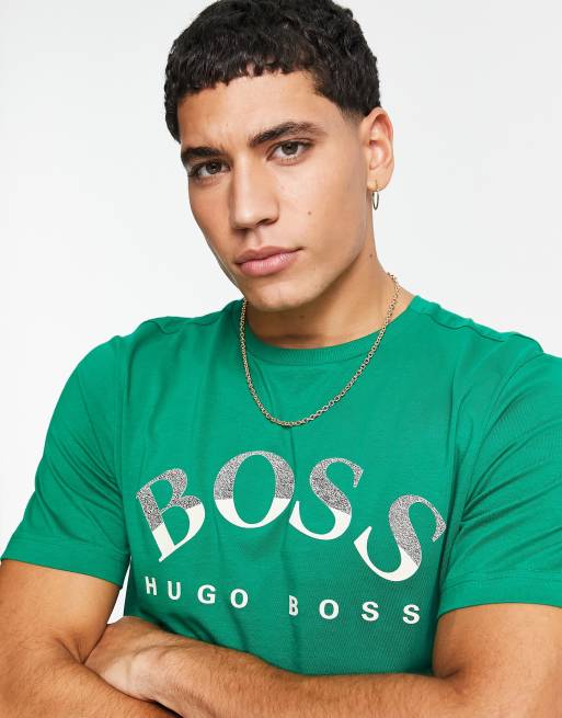 BOSS - Green - Tee 1 - T-shirt met groot logo in groen | ASOS