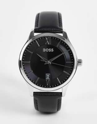 BOSS leather watch in black | ASOS