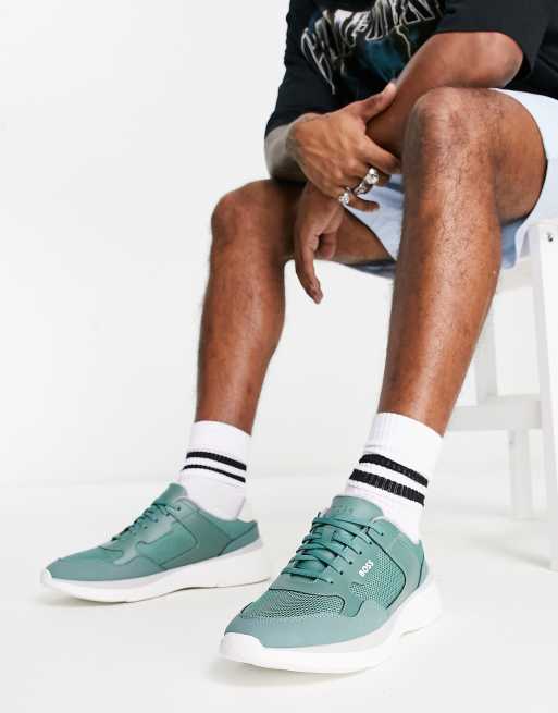 BOSS Orange - Black Dean Runn - Sneakers in open groen | ASOS