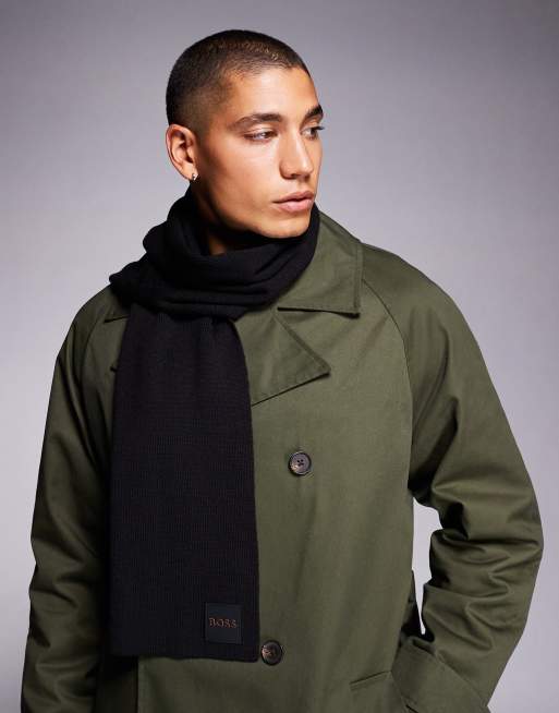 BOSS Orange Foxon scarf in black | ASOS