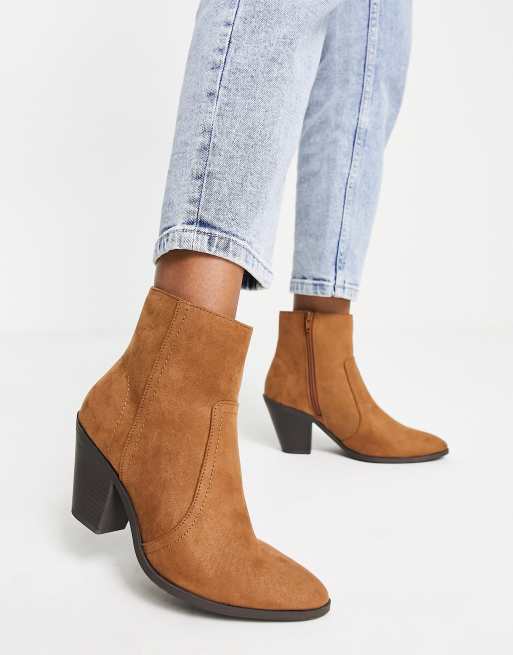 Botas color tostado de estilo wéstern de tacón de New Look | ASOS