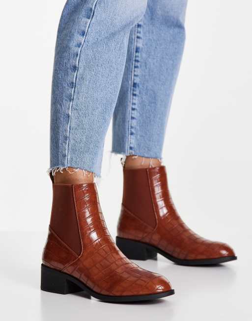 Botines Tostados Efecto Cocodrilo Angel De Miss Selfridge Asos