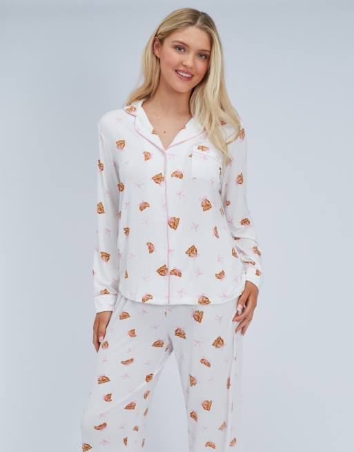 Boux Avenue Croissant modal pyjama set relaxed top and wide leg ...