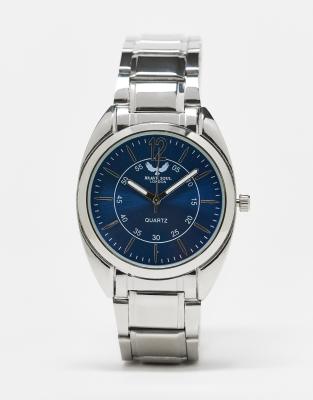Brave Soul chunky link strap watch in silver with blue dial | ASOS