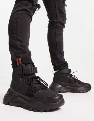 Brave Soul cleated chunky trainers in black | ASOS