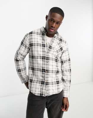 Brave Soul cotton check shirt in white & black | ASOS
