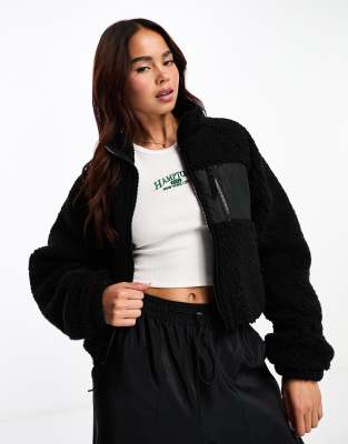 Brave Soul fleece jacket with pocket detail in black | ASOS