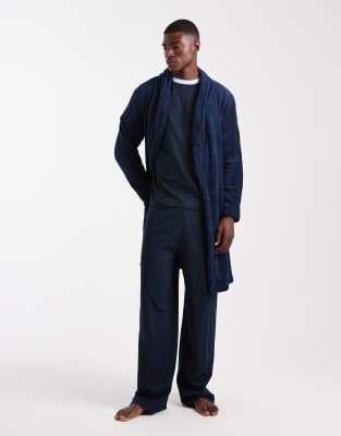 Brave Soul fluffy robe in navy | ASOS