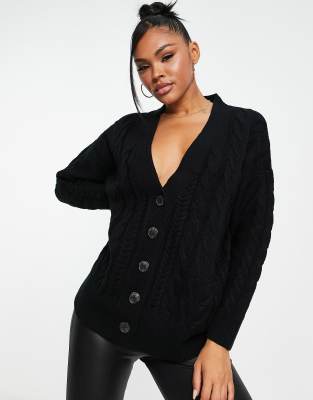 Brave Soul - Gilet long en maille torsadée - Noir | ASOS