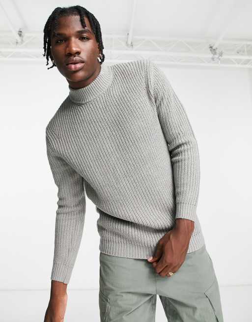 Brave Soul heavy turtle neck sweater in silver gray | ASOS