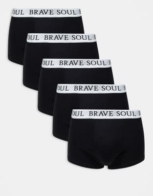 Brave Soul - Lot de 5 boxers avec logo à la taille - Noir | ASOS
