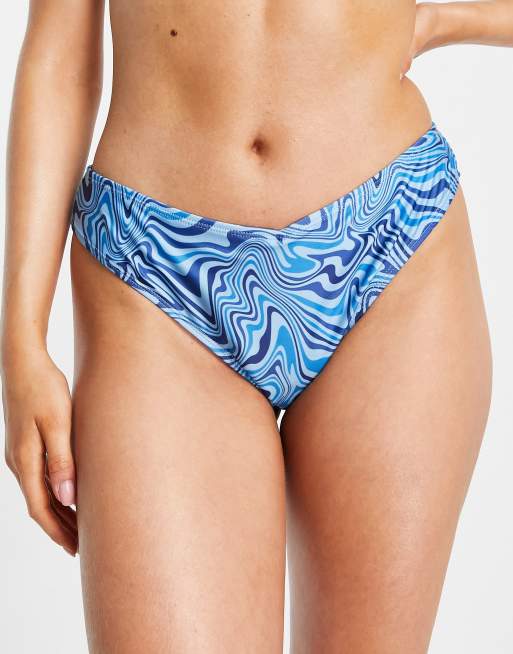 Brave Soul low rise bikini bottoms in blue swirl print | ASOS