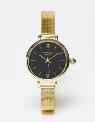 Brave Soul mesh strap watch in gold with dark green dial | ASOS