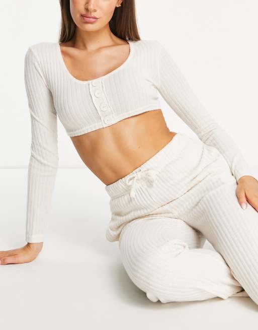 Brave Soul Noon Geripptes Lounge Set Aus Strick In Elfenbein Asos
