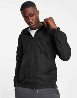 Brave Soul overhead half zip anorak jacket in black | ASOS