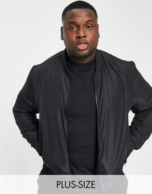 Brave Soul Plus full zip bomber jacket in black | ASOS