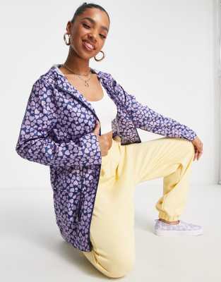 Brave Soul Ray rain mac with heart print in purple | ASOS